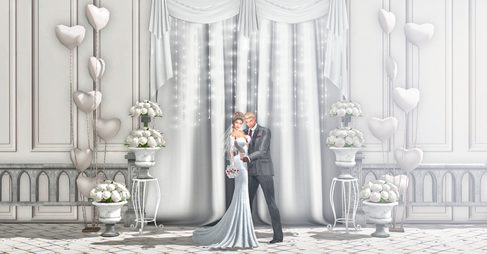 Second Life Marketplace - Serenity Sands Backdrop White Roses & Balloons